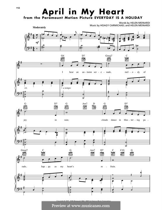 April In My Heart by H. Carmichael - sheet music on MusicaNeo