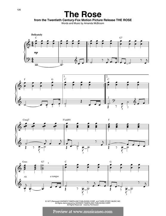The Rose (Bette Midler) by A. McBroom - sheet music on MusicaNeo