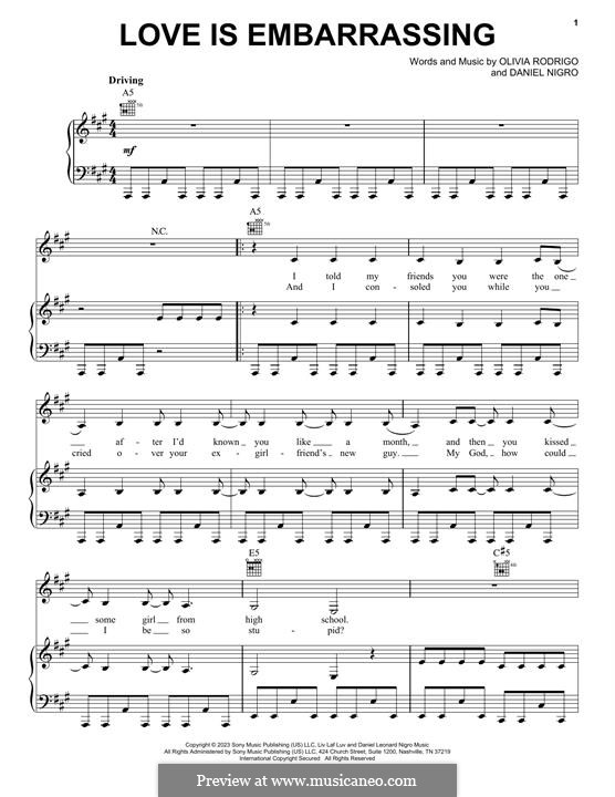 Love is embarrassing (Olivia Rodrigo) by D. Nigro on MusicaNeo