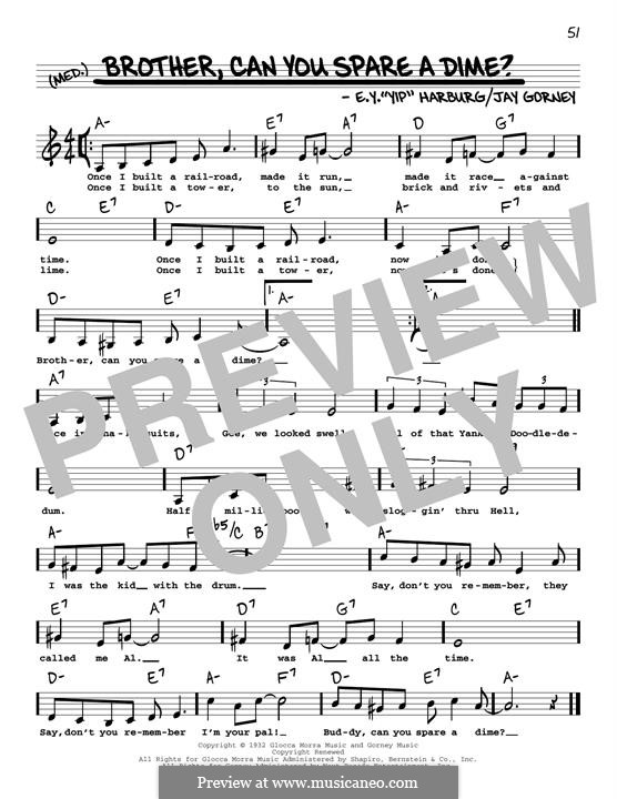 Brother, Can You Spare a Dime by J. Gorney - sheet music on MusicaNeo