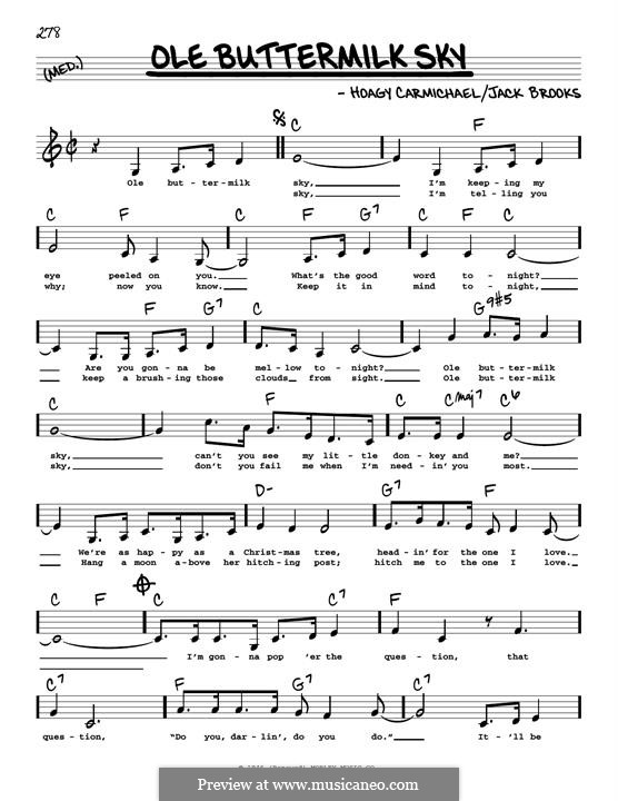 Ole Buttermilk Sky by H. Carmichael, J. Brooks - sheet music on MusicaNeo