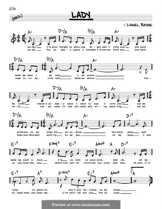 Lady by L. Richie - sheet music on MusicaNeo