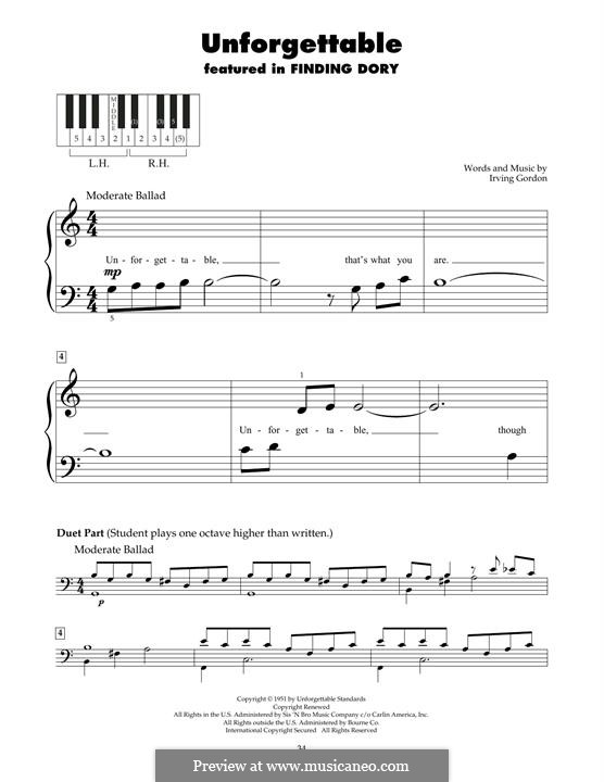 Unforgettable by I. Gordon - sheet music on MusicaNeo