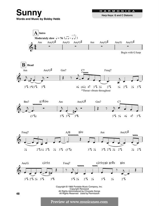 Sunny by B. Hebb - sheet music on MusicaNeo