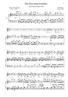 Che farò senza Euridice (Orpheus and Eurydice, Wq.30) by C.W. Gluck on MusicaNeo