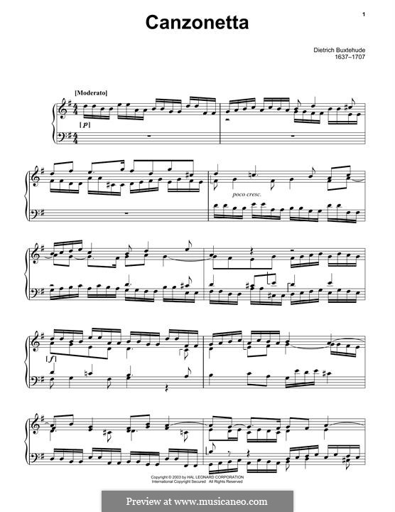 Canzonetta in D Major by D. Buxtehude - sheet music on MusicaNeo