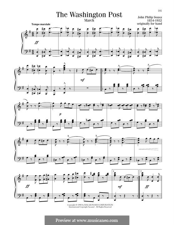 Washington Post March by J.P. Sousa - sheet music on MusicaNeo