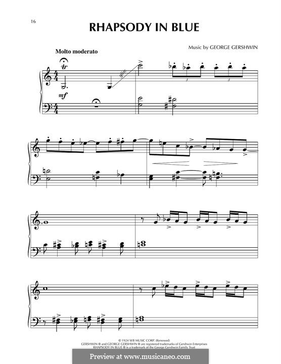 Piano version (Rhapsody in Blue) by G. Gershwin - sheet music on MusicaNeo