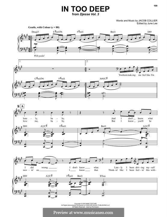 In Too Deep by J. Collier - sheet music on MusicaNeo