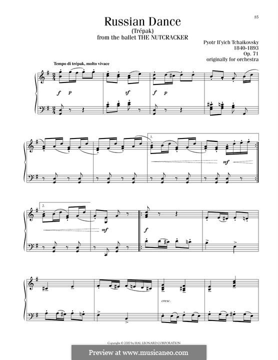 No.4 Russian Dance (Trepak) (The Nutcracker. Suite, TH 35 Op.71a) by P. Tchaikovsky on MusicaNeo