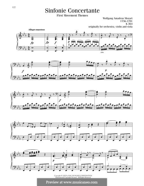 Sinfonia Concertante for Violin, Viola and Orchestra in E Flat Major, K.364 by W.A. Mozart on ...