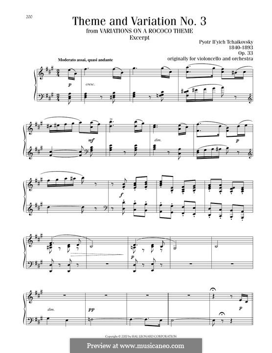 Variations on a Rococo Theme, TH 57 Op.33 by P. Tchaikovsky on MusicaNeo
