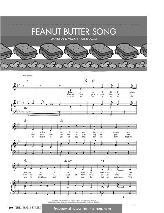 Peanut Butter Song (from Sesame Street) by J. Raposo on MusicaNeo