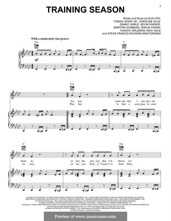 Training Season (Dua Lipa) by K. Parker, T. Jesso, S. Frank on MusicaNeo