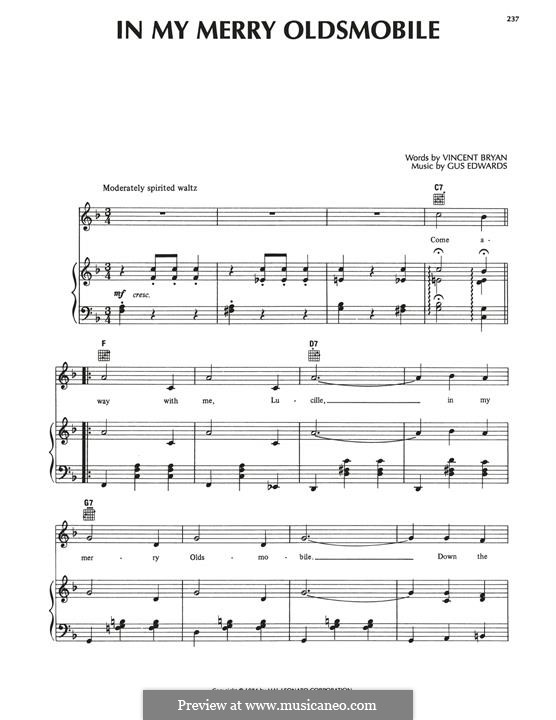 In My Merry Oldsmobile (Vincent Bryan) by G. Edwards on MusicaNeo