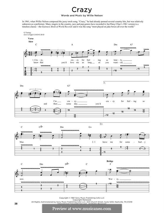 Crazy (Patsy Cline) by W. Nelson - sheet music on MusicaNeo