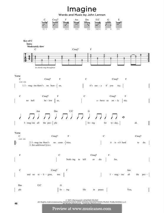 Guitar version (Imagine) by J. Lennon - sheet music on MusicaNeo