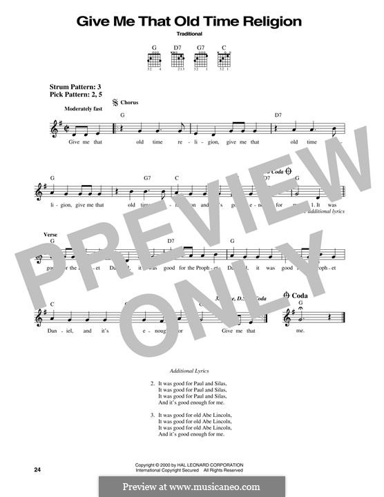 Give Me That Old Time Religion by folklore - sheet music on MusicaNeo