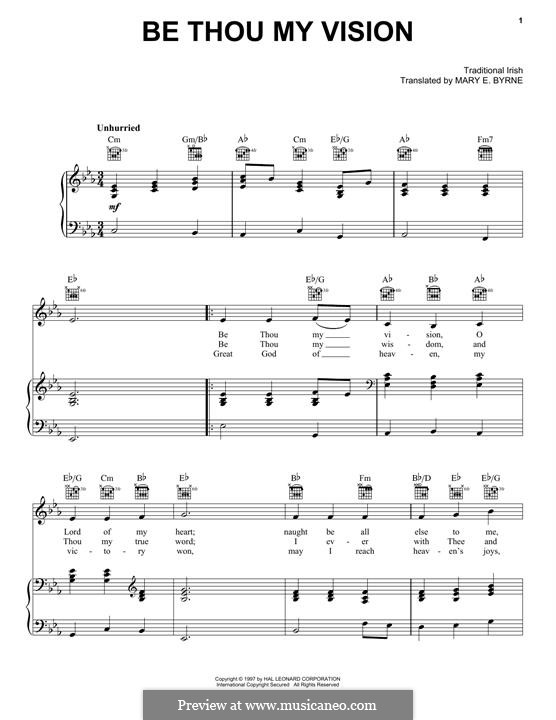Vocal version (Be Thou My Vision) by folklore - sheet music on MusicaNeo