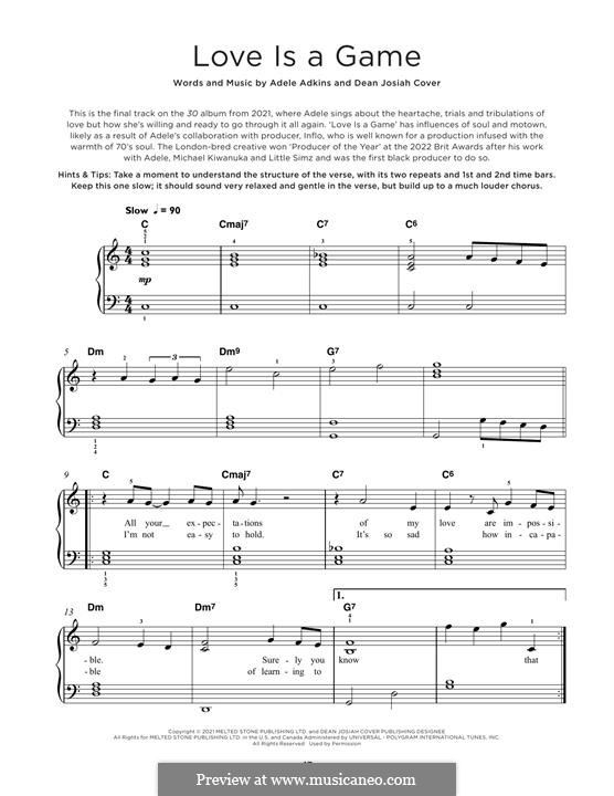 Love Is A Game (Adele) by D. Cover - sheet music on MusicaNeo