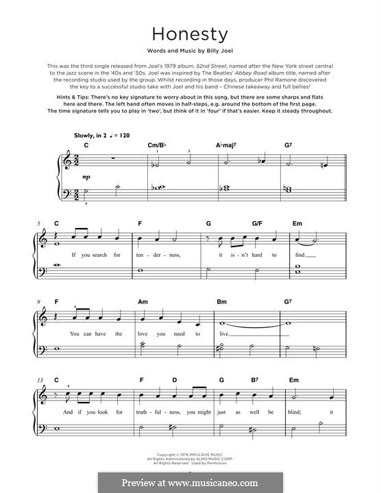 Honesty by B. Joel - sheet music on MusicaNeo