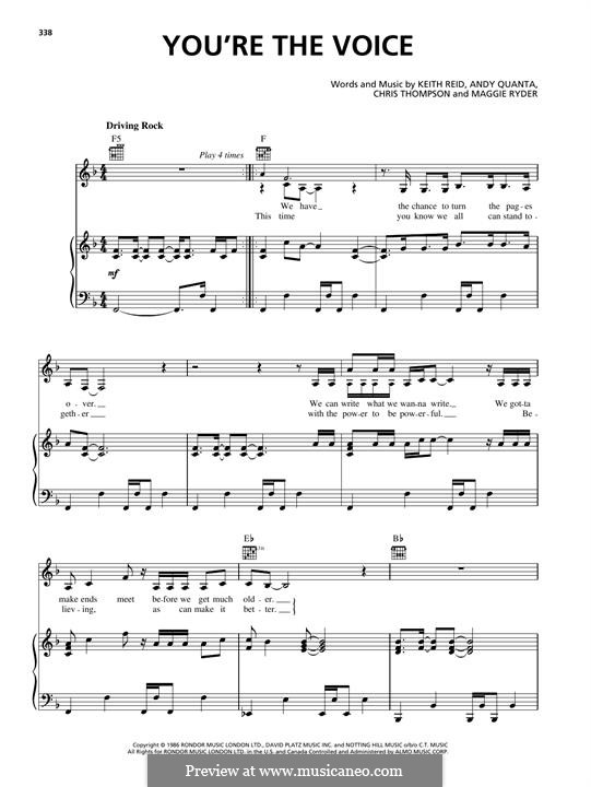 You're the Voice by A. Qunta, C. Thompson, K. Reid, M. Ryder on MusicaNeo