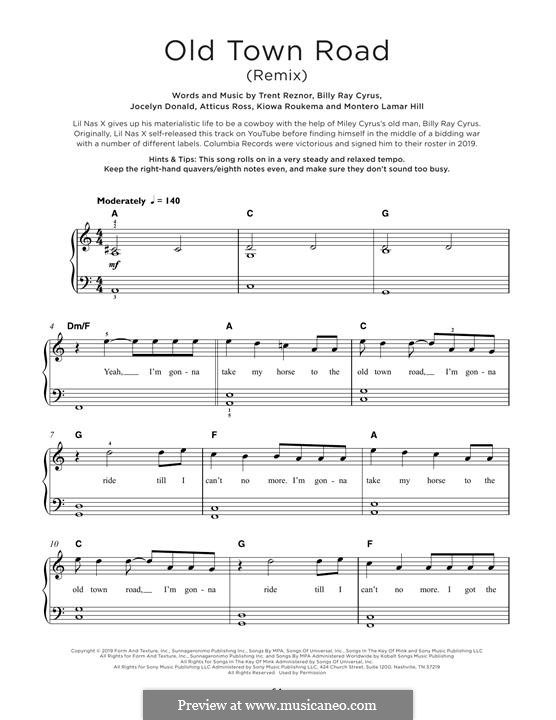 Old Town Road (Remix) by A. Ross, T. Reznor, J. Donald, B.R. Cyrus, K ...