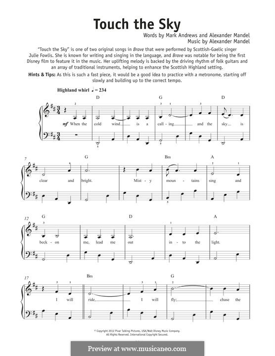 Touch The Sky (from Brave) by A.L. Mandel - sheet music on MusicaNeo
