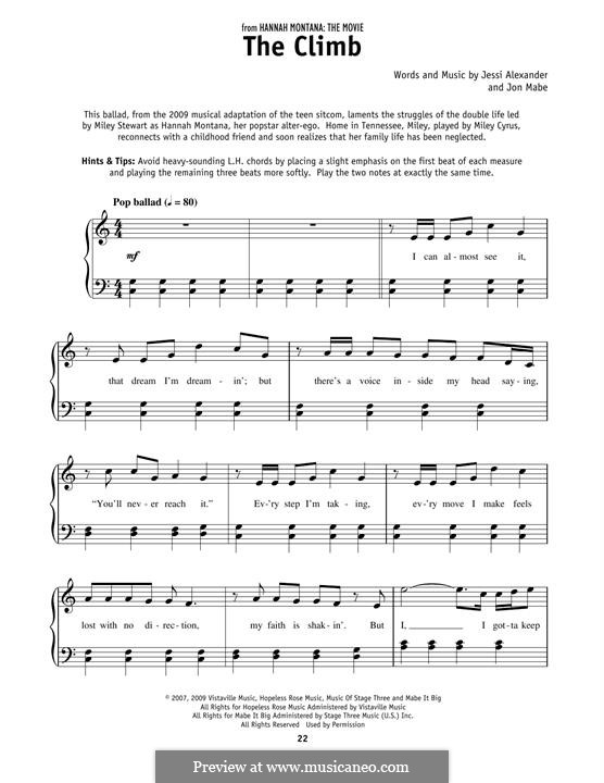 The Climb (from Hannah Montana: The Movie) by J. Alexander, J. Mabe on ...