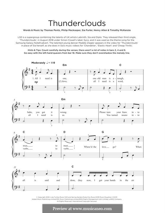 Thunderclouds (Labrinth, Sia & Diplo) by P. Meckseper, H. Allen, T ...