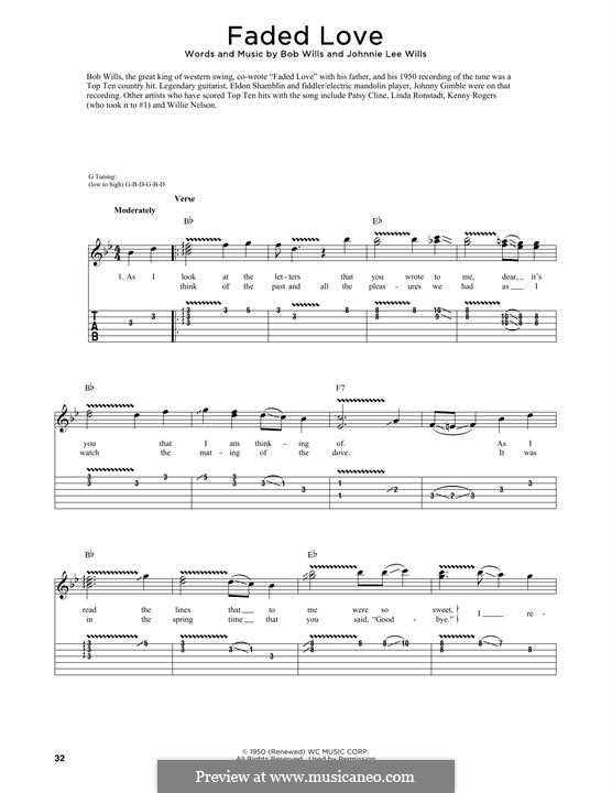 Faded Love (Bob Wills) by J. Wills - sheet music on MusicaNeo