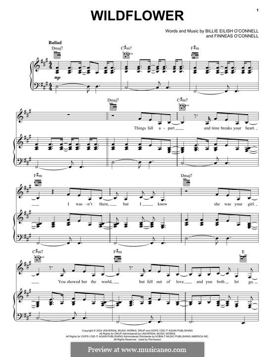 Wildflower (Billie Eilish) by F. O'Connell - sheet music on MusicaNeo