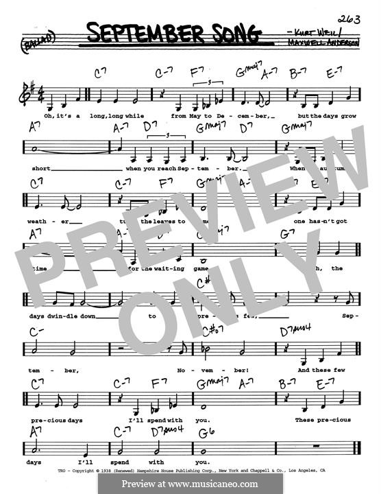 September Song (from Knickerbocker Holiday) by K. Weill on MusicaNeo