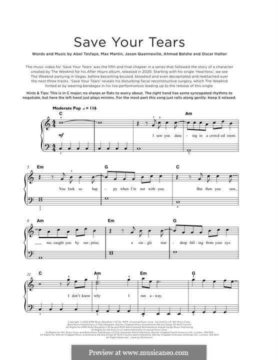 Save Your Tears (The Weeknd) by Max Martin, A. Tesfaye on MusicaNeo