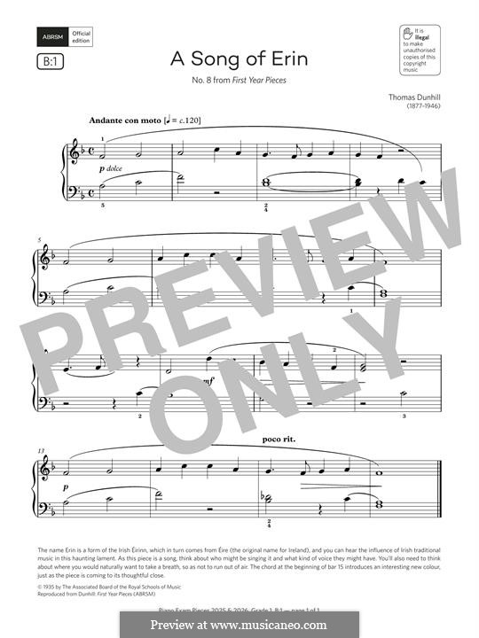 A Song of Erin by T. Dunhill - sheet music on MusicaNeo