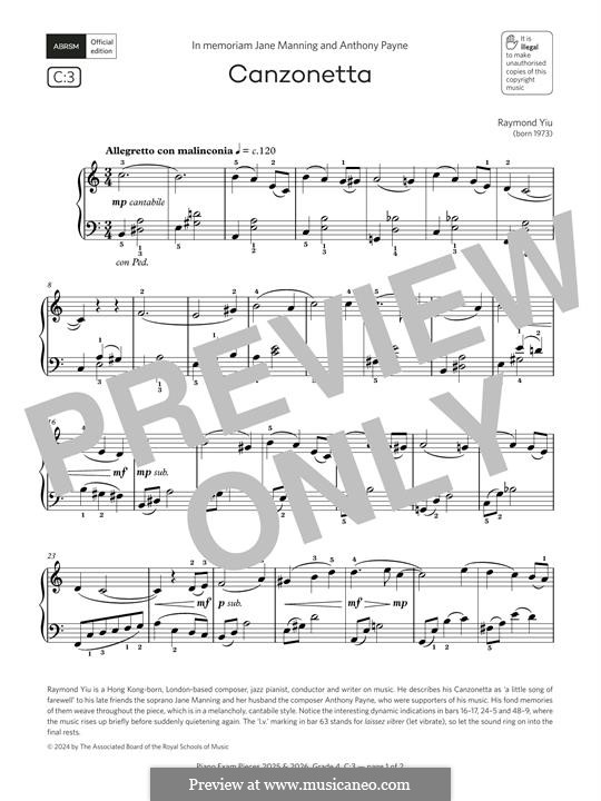 Canzonetta by R. Yiu - sheet music on MusicaNeo