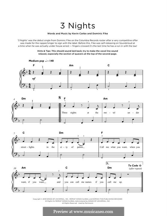3 Nights by D. Fike - sheet music on MusicaNeo