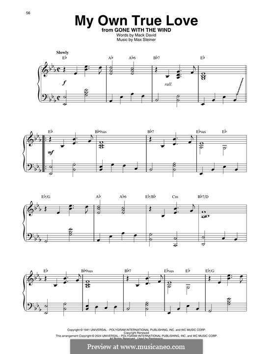 My Own True Love (Tara's Theme) from Gone with the Wind by M. Steiner on MusicaNeo