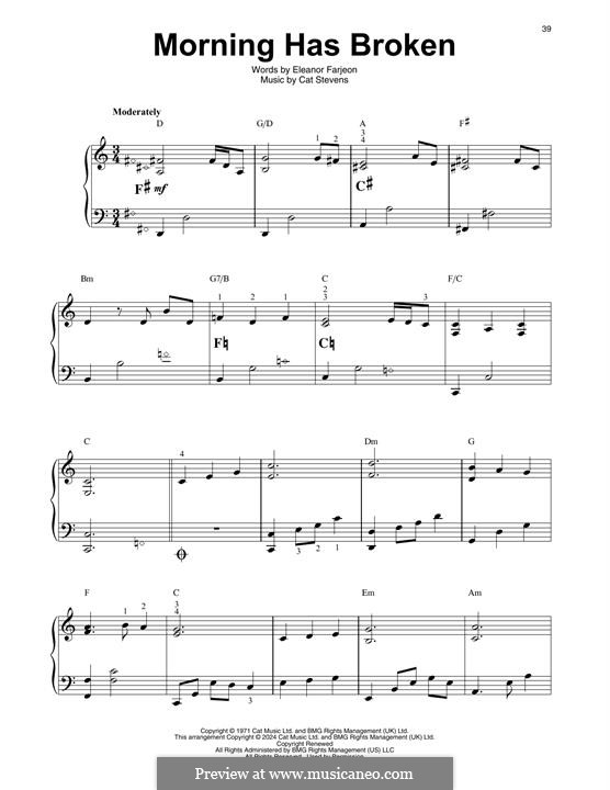 Morning Has Broken by C. Stevens - sheet music on MusicaNeo