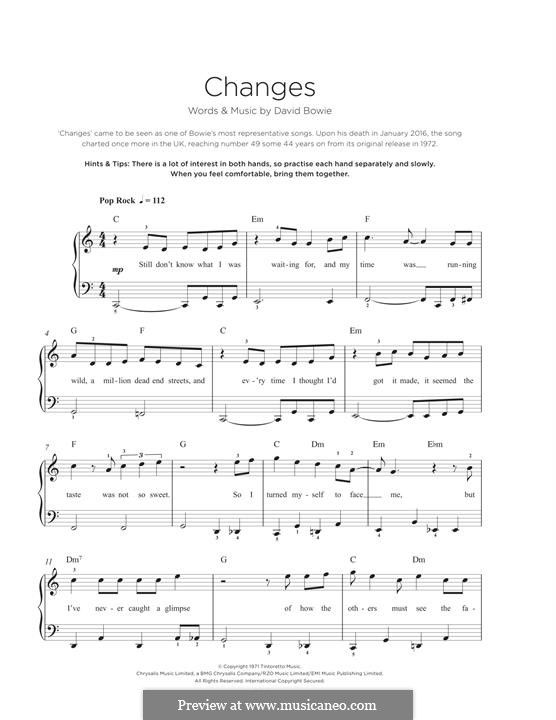 Changes by D. Bowie - sheet music on MusicaNeo