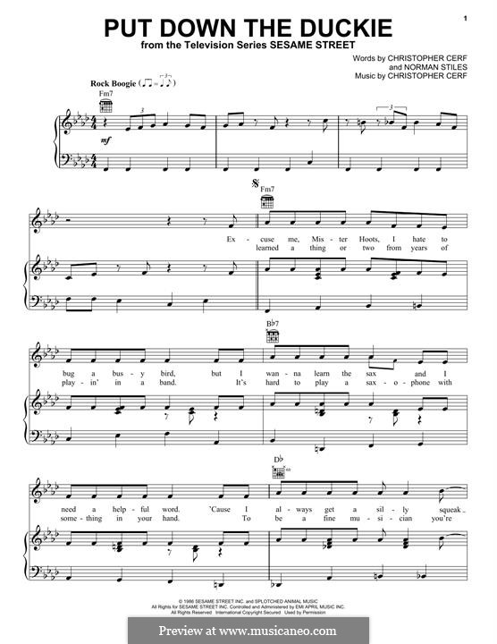 Put Down The Duckie (Sesame Street) by C. Cerf - sheet music on MusicaNeo