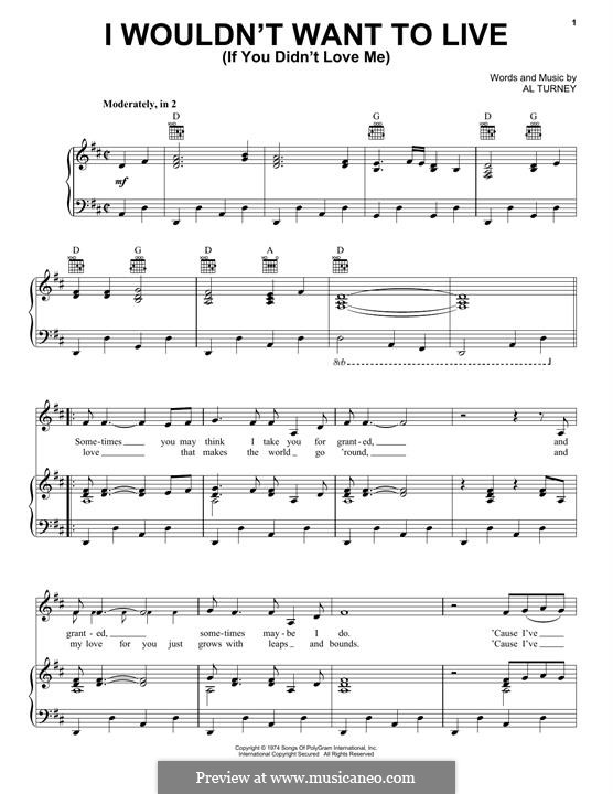 I Wouldn't Want To Live (If You Didn't Love Me) by A. Turney on MusicaNeo