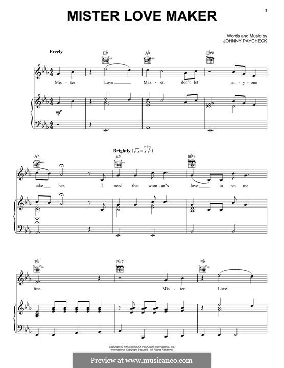 Mister Love Maker by J. Paycheck - sheet music on MusicaNeo