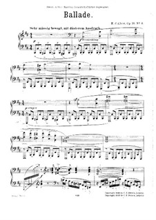 No.4 Ballade (Four Pieces, Op.16) by E. d'Albert - sheet music on MusicaNeo