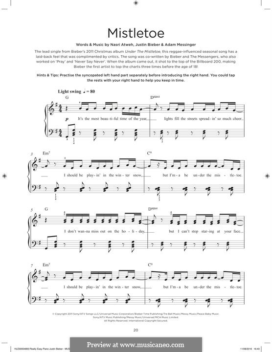 Mistletoe by A. Messinger, J. Bieber, N. Atweh - sheet music on MusicaNeo