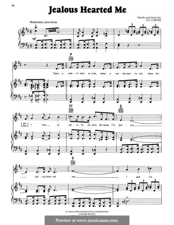 Jealous Hearted Me by A. Carter - sheet music on MusicaNeo