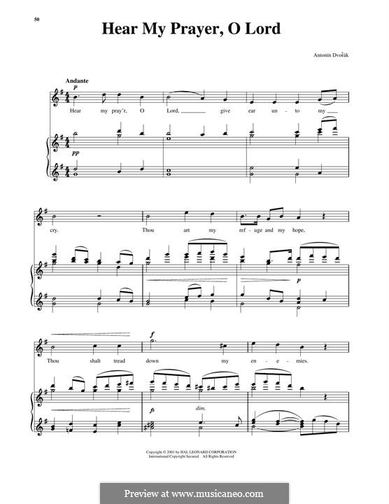 Hear My Prayer, O Lord by A. Dvořák - sheet music on MusicaNeo