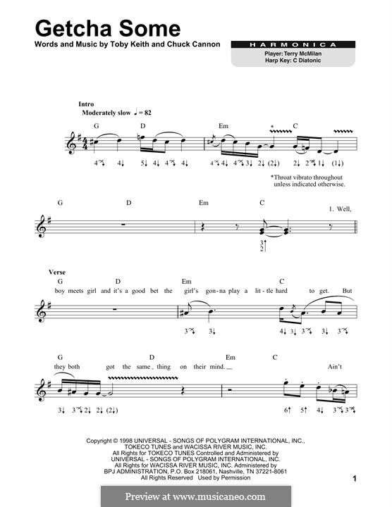 Getcha Some (Toby Keith) by C. Cannon - sheet music on MusicaNeo