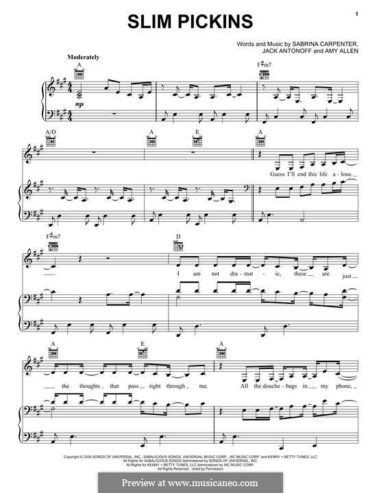 slim-pickins-sabrina-carpenter-by-j-antonoff-sheet-music-on-musicaneo
