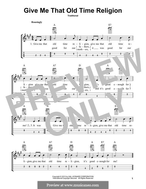 Give Me That Old Time Religion by folklore - sheet music on MusicaNeo